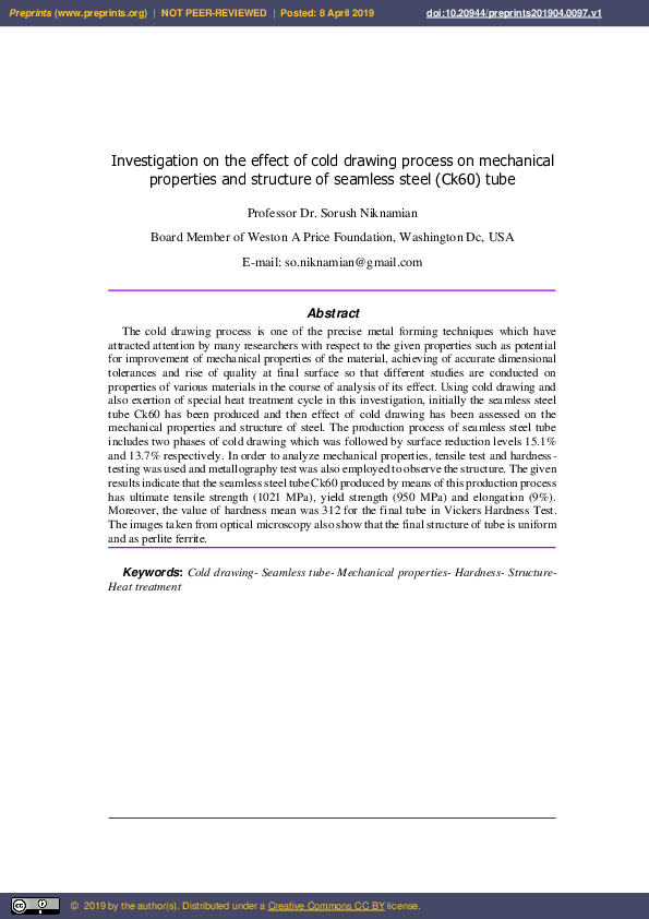 (PDF) Investigation on the Effect of Cold Drawing Process on Mechanical ...
