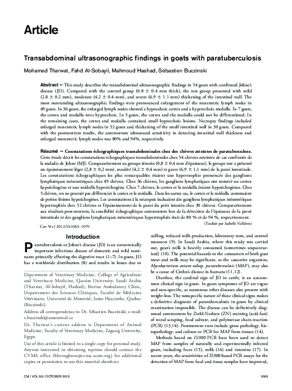 (PDF) Transabdominal ultrasonographic findings in goats with ...