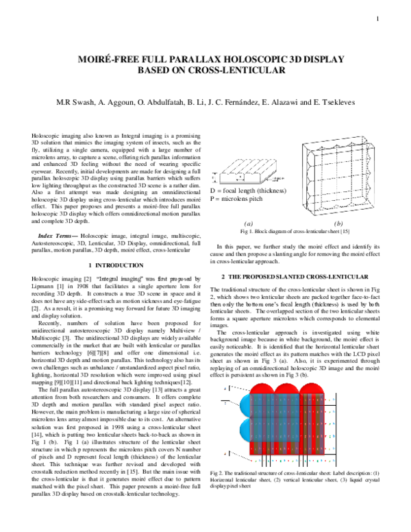 (PDF) Moiré-Free Full Parallax Holoscopic 3D Display based on Cross-Lenticular
