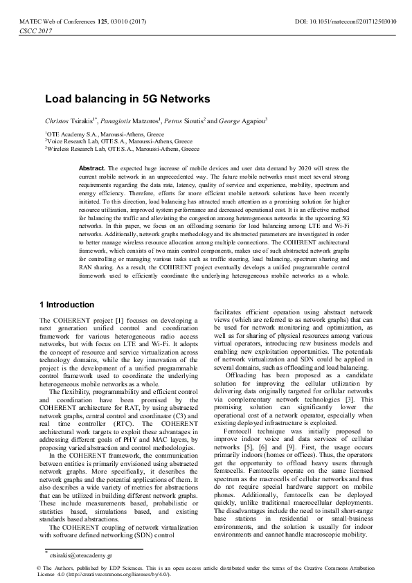 (PDF) Load balancing in 5G Networks