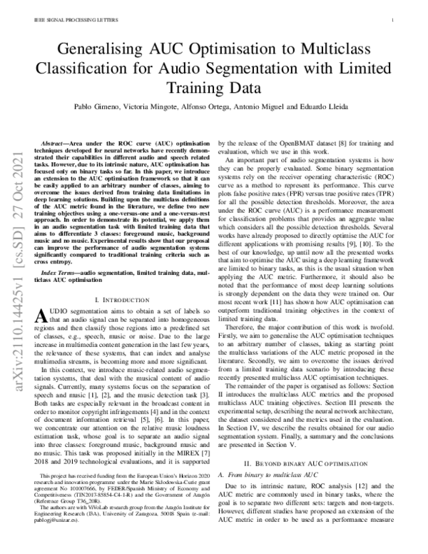 (PDF) Generalizing AUC Optimization to Multiclass Classification for Audio Segmentation With ...