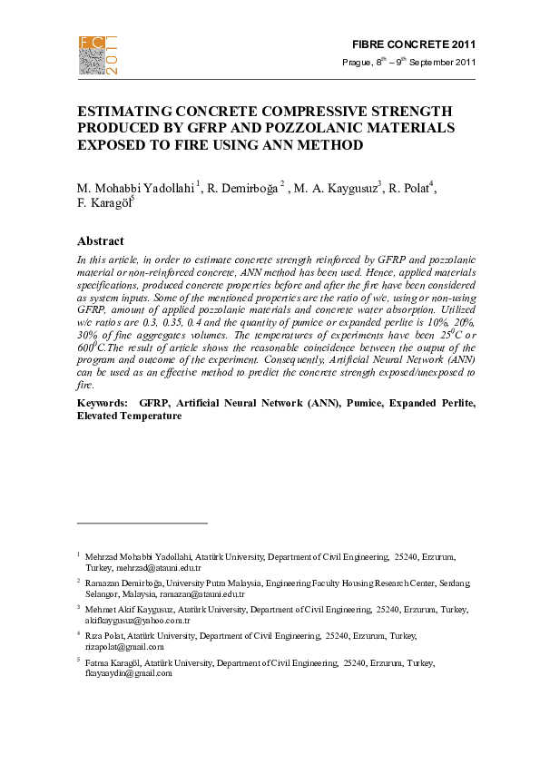 (PDF) Estimating Concrete Compressive Strength Produced by GFRP and ...