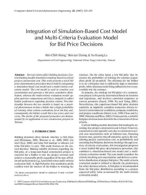 (PDF) Integration of Simulation-Based Cost Model and Multi-Criteria ...