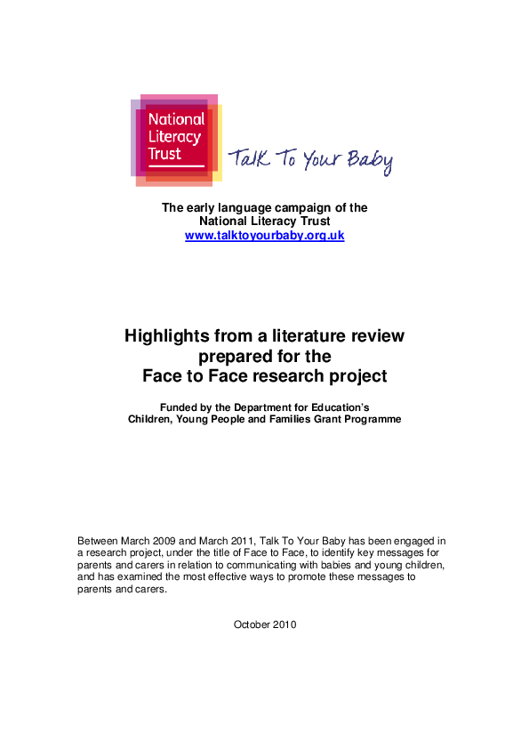 (PDF) Highlights from a literature review prepared for the Face to Face ...