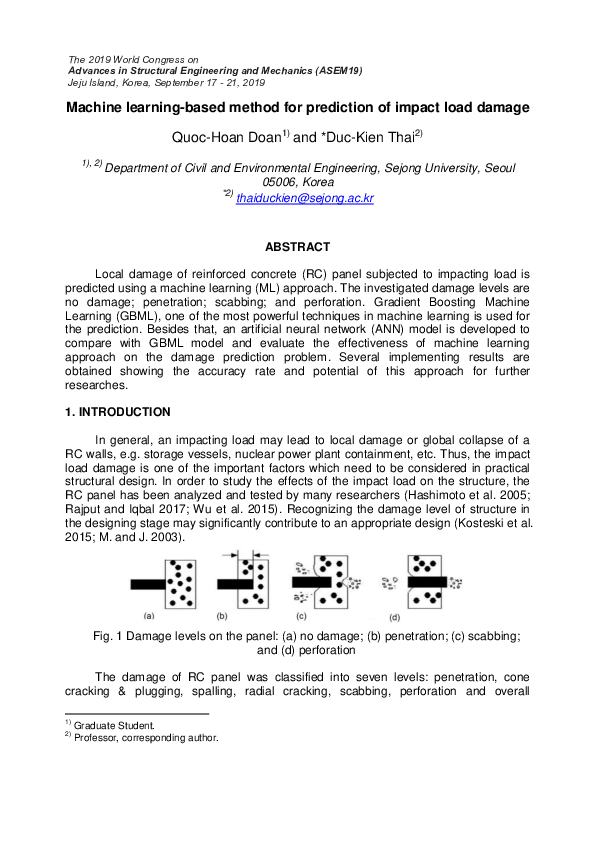 (PDF) Machine learning-based method for prediction of impact load damage