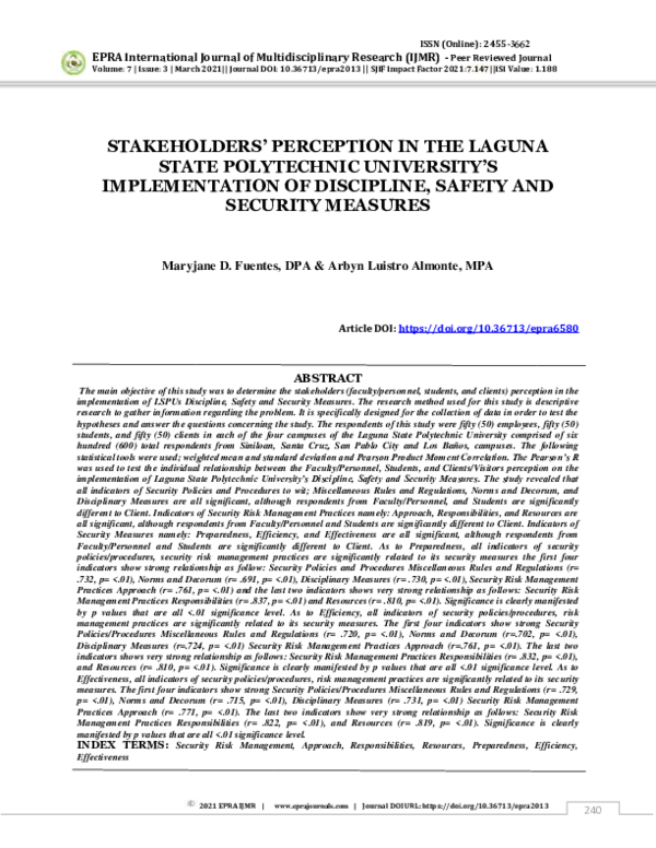 (PDF) Stakeholders’ Perception in the Laguna State Polytechnic University’s Implementation of ...