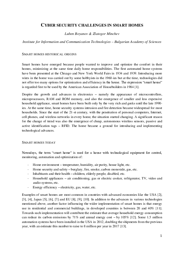 (PDF) Cyber Security Challenges in Smart Homes