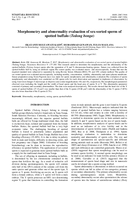 (PDF) Morphometry and abnormality evaluation of sex-sorted sperm of ...