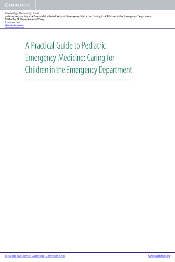 (PDF) A practical guide to pediatric emergency medicine : caring for ...