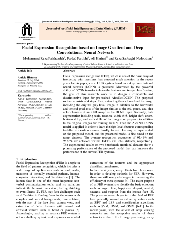 (PDF) Facial Expression Recognition based on Image Gradient and Deep Convolutional Neural Network