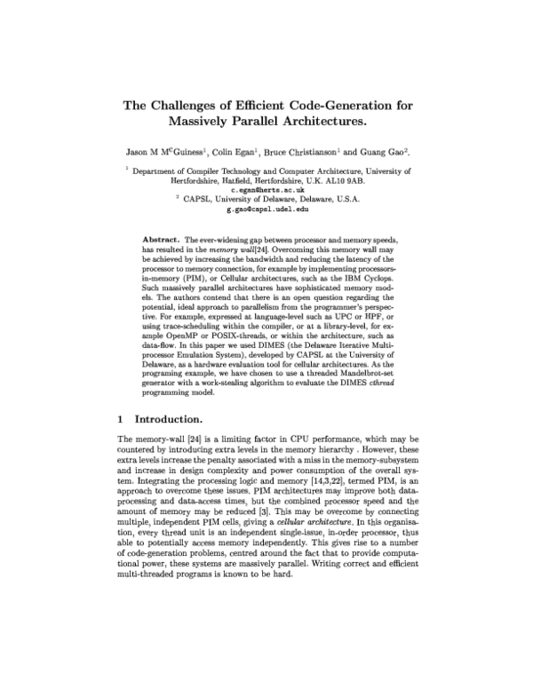 Pdf The Challenges Of Efficient Code Generation For Massively