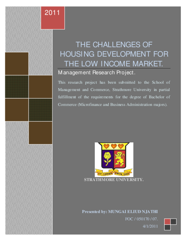 (PDF) The Challenges of Housing Development for the Low Income Market