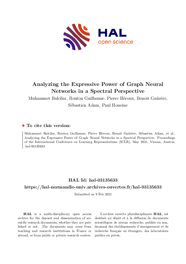 (PDF) Analyzing the Expressive Power of Graph Neural Networks in a Spectral Perspective