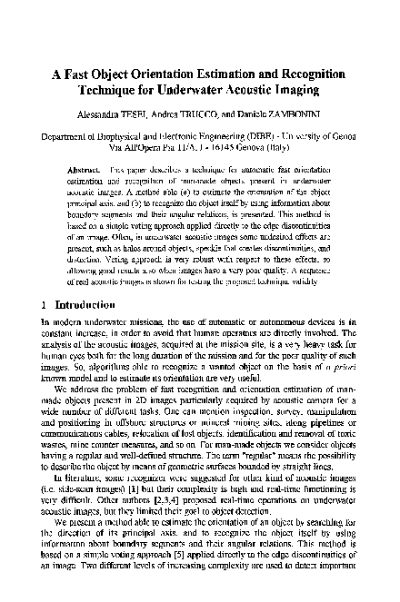 Pdf A Fast Object Orientation Estimation And Recognition Technique