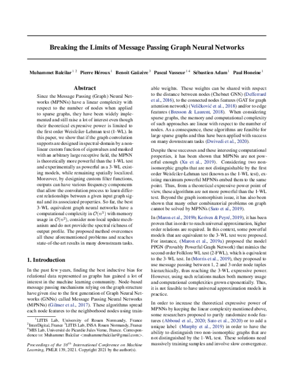(PDF) Breaking the Limits of Message Passing Graph Neural Networks