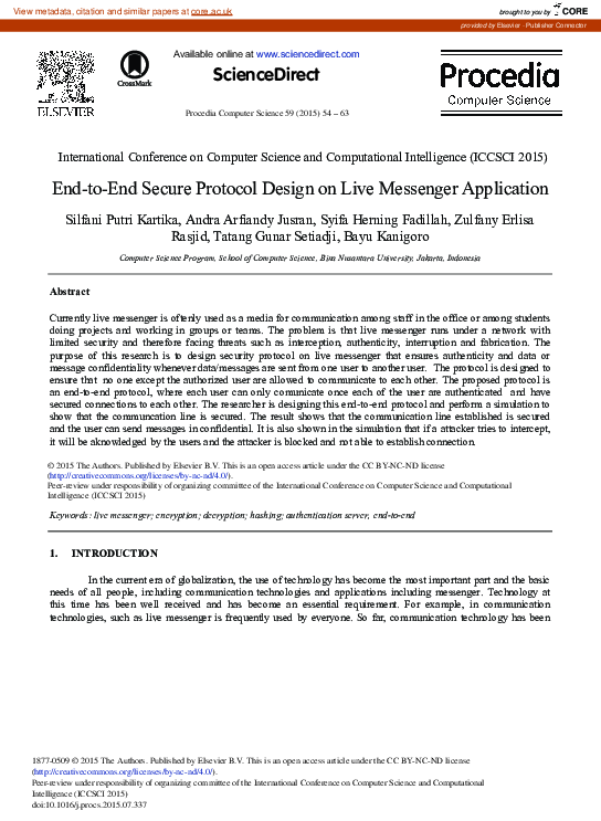 Pdf End To End Secure Protocol Design On Live Messenger Application