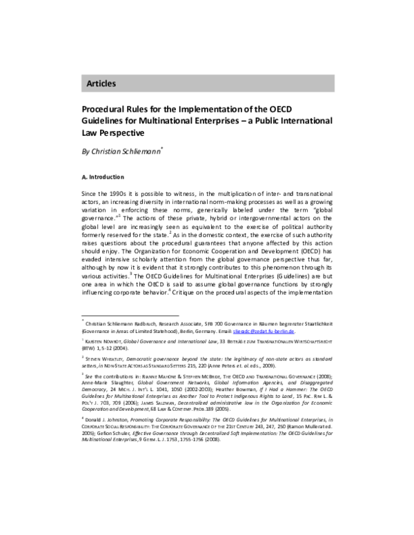 (PDF) Procedural Rules for the Implementation of the OECD Guidelines ...