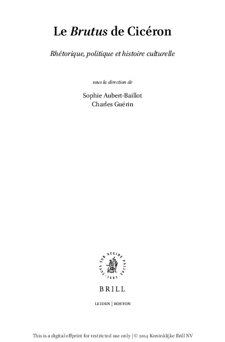 (PDF) La rhétorique du Stoïcien Rutilius Rufus dans le Brutus