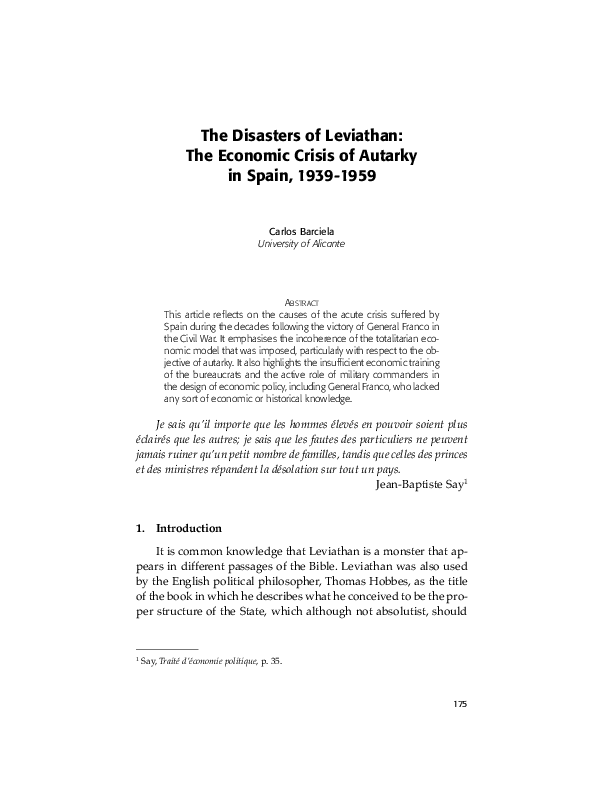 (PDF) The Disasters of Leviathan: The Economic Crisis of Autarky in ...