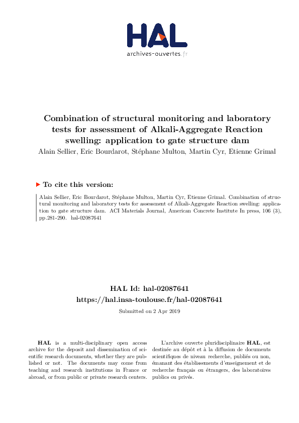 (PDF) Combination of Structural Monitoring and Laboratory Tests for ...