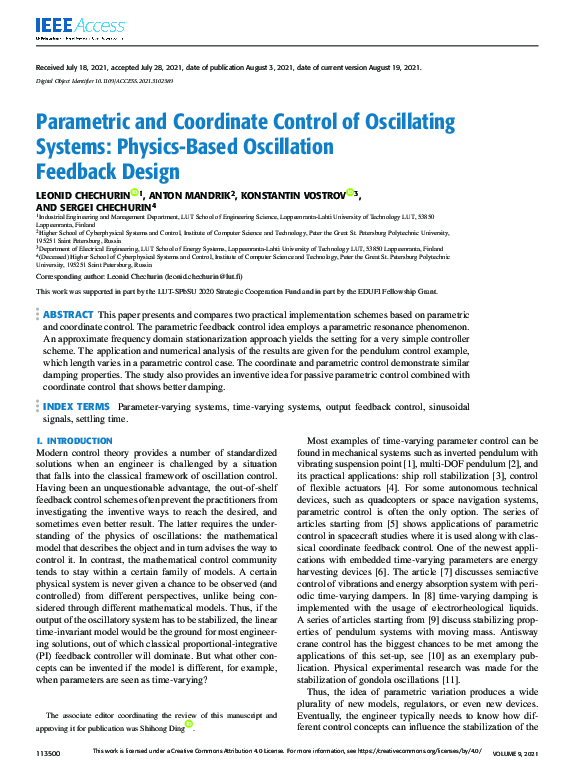 (PDF) Parametric and Coordinate Control of Oscillating Systems: Physics-Based Oscillation ...