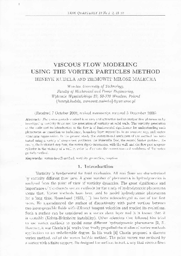 Pdf Viscous Flow Modeling Using The Vortex Particles Method