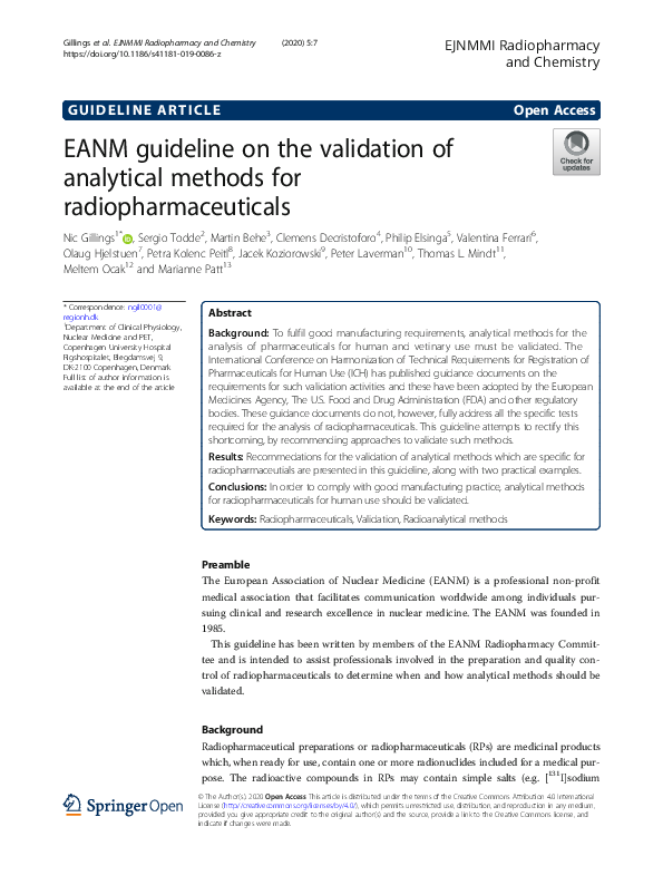 (PDF) EANM guideline on the validation of analytical methods for ...