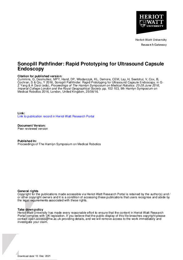 (PDF) Sonopill Pathfinder: Rapid Prototyping for Ultrasound Capsule ...
