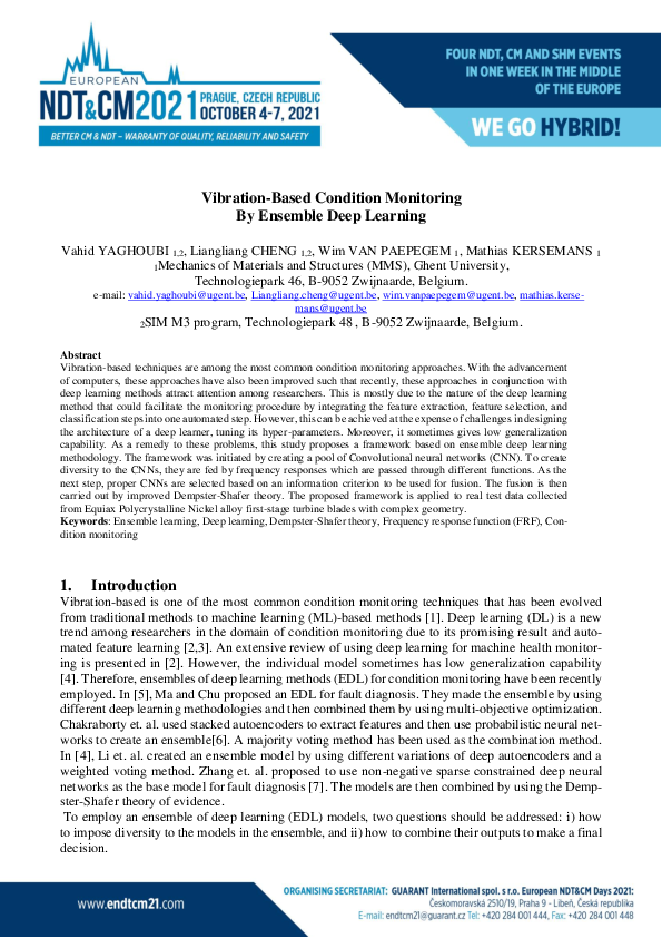 (PDF) Vibration-Based Condition Monitoring By Ensemble Deep Learning (PDF) Vibration-Based Condition Monitoring By Ensemble Deep Learning