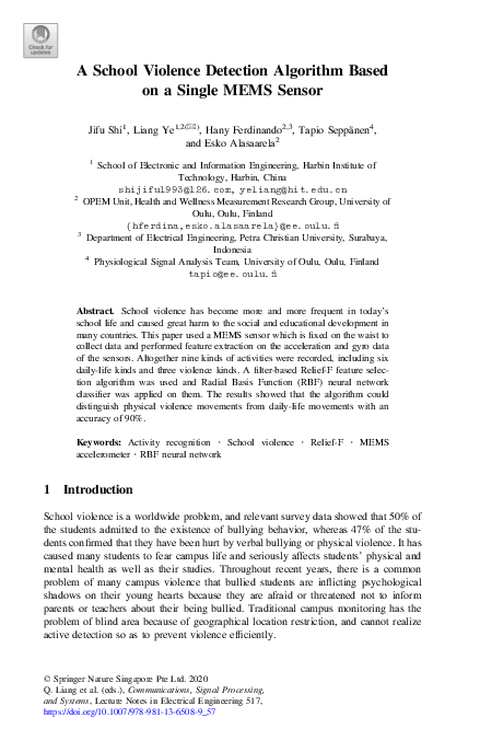 (PDF) A School Violence Detection Algorithm Based on a Single MEMS Sensor