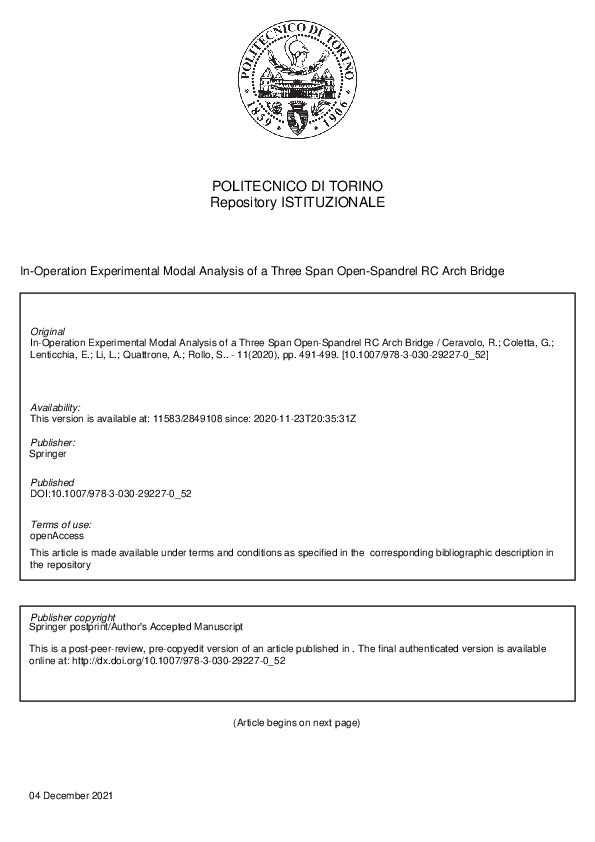 (PDF) In-Operation Experimental Modal Analysis of a Three Span Open ...
