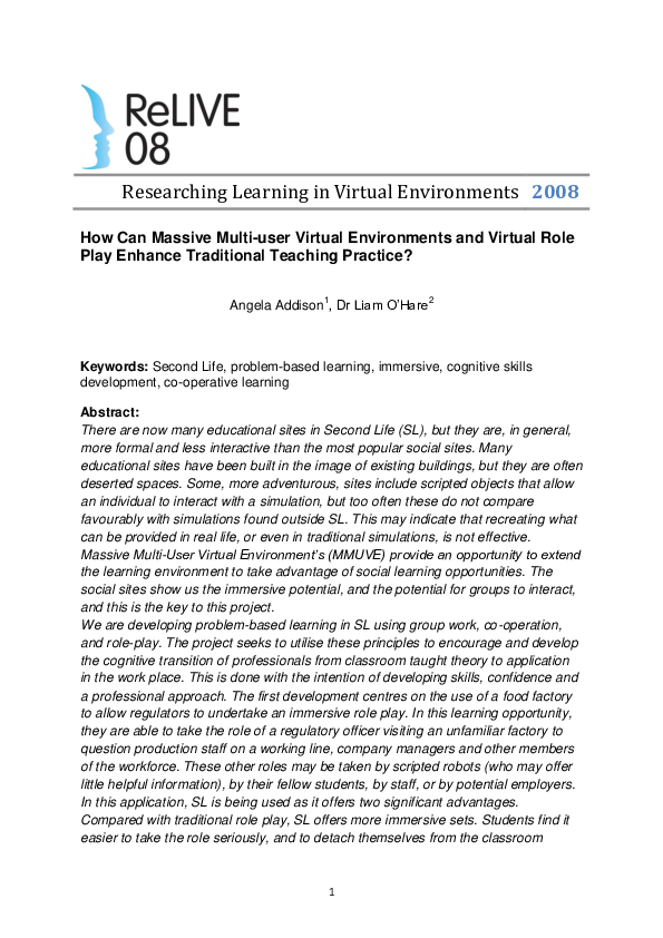 (PDF) How can massive multi-user virtual environments and virtual role ...