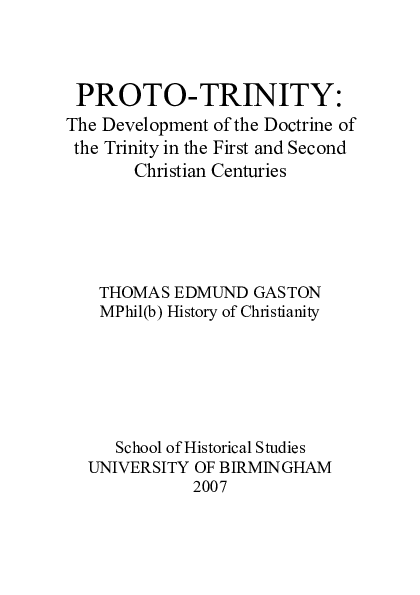 (PDF) Proto-Trinity: the development of the doctrine of the Trinity in ...