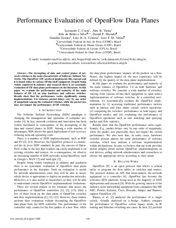 (PDF) Performance evaluation of OpenFlow data planes