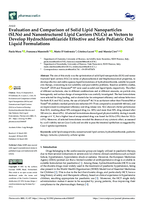 Pdf Evaluation And Comparison Of Solid Lipid Nanoparticles Slns And Nanostructured Lipid