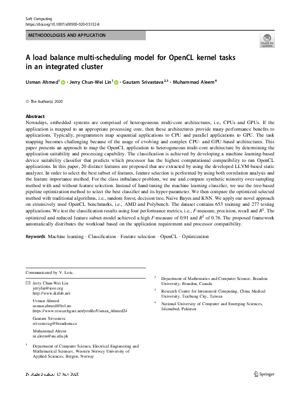 Pdf A Load Balance Multi Scheduling Model For Opencl Kernel Tasks In