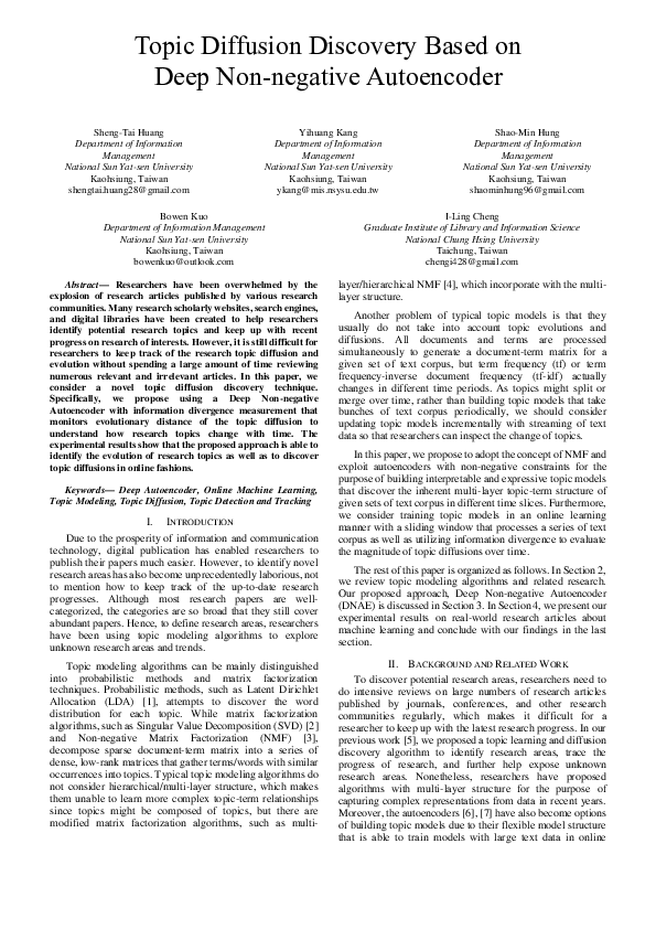 Pdf Topic Diffusion Discovery Based On Deep Non Negative Autoencoder 7575
