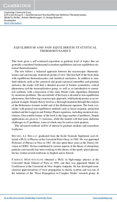 (PDF) Equilibrium and Non-Equilibrium Statistical Thermodynamics