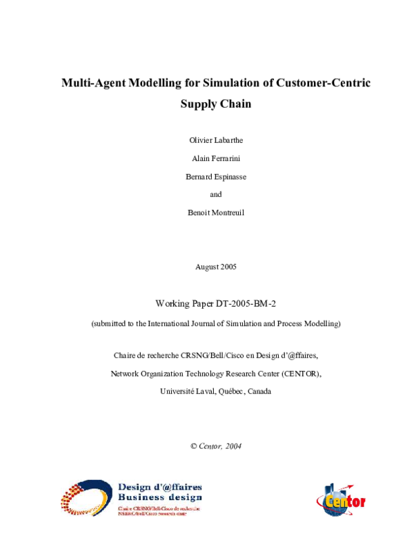 (PDF) Multi-agent modelling for simulation of customer-centric Supply Chain