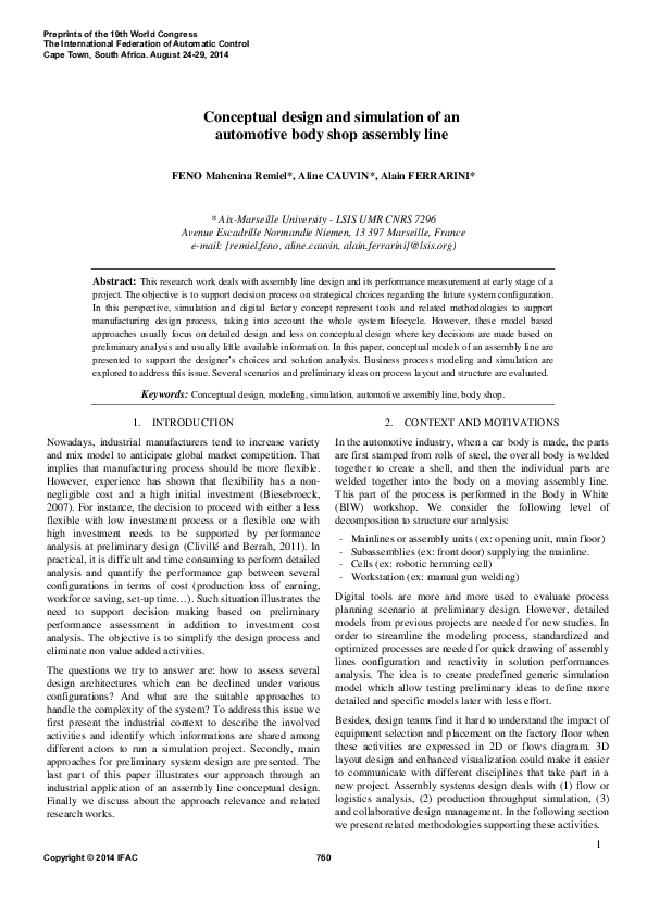 (PDF) Conceptual Design and Simulation of an Automotive Body Shop ...