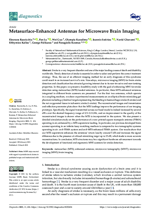 (PDF) Metasurface-Enhanced Antennas for Microwave Brain Imaging