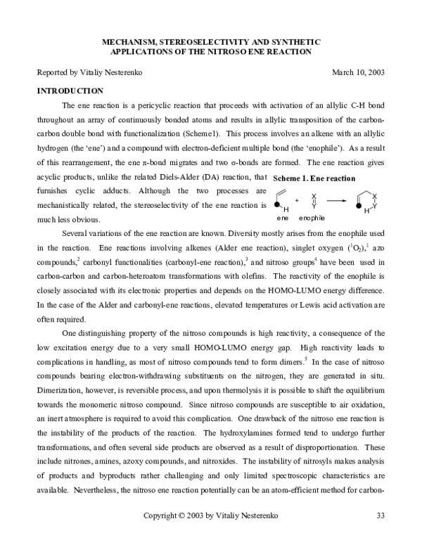 (PDF) Mechanism, Stereoselectivity and Synthetic Applications of ...