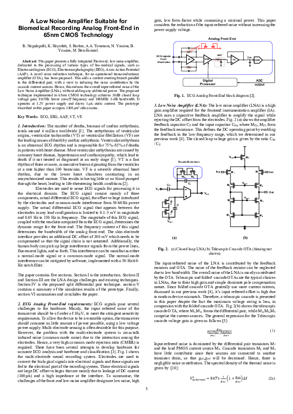 (PDF) A Low Noise Amplifier Suitable for Biomedical Recording Analog Front-End in 65nm CMOS ...