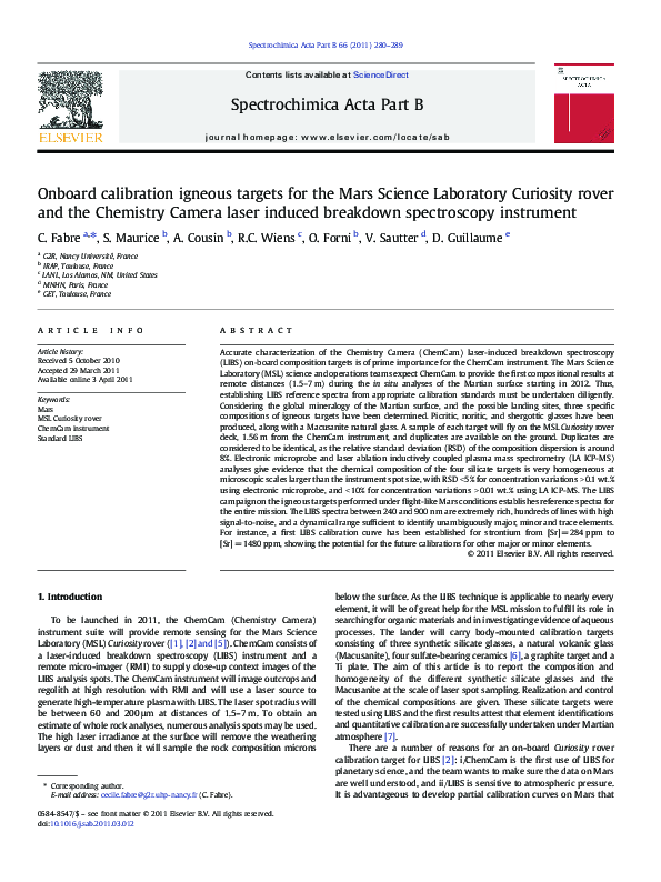 (PDF) Onboard calibration igneous targets for the Mars Science ...