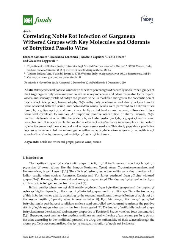 (PDF) Correlating Noble Rot Infection of Garganega Withered Grapes with ...