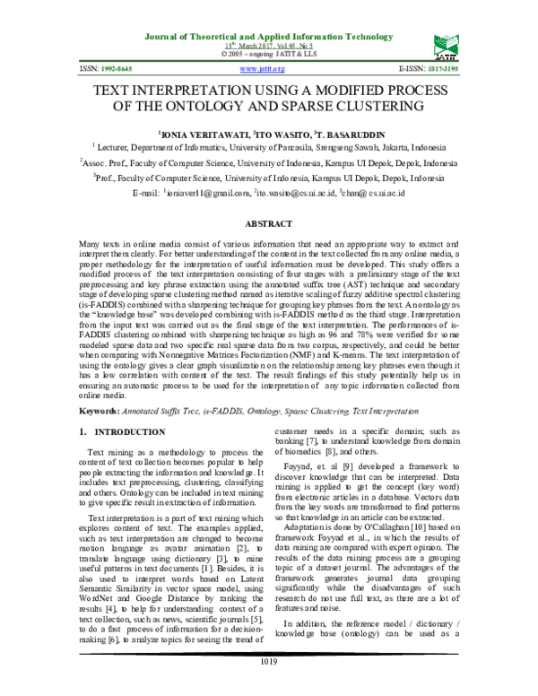 (PDF) Text Interpretation Using a Modified Process of the Ontology and Sparse Clustering