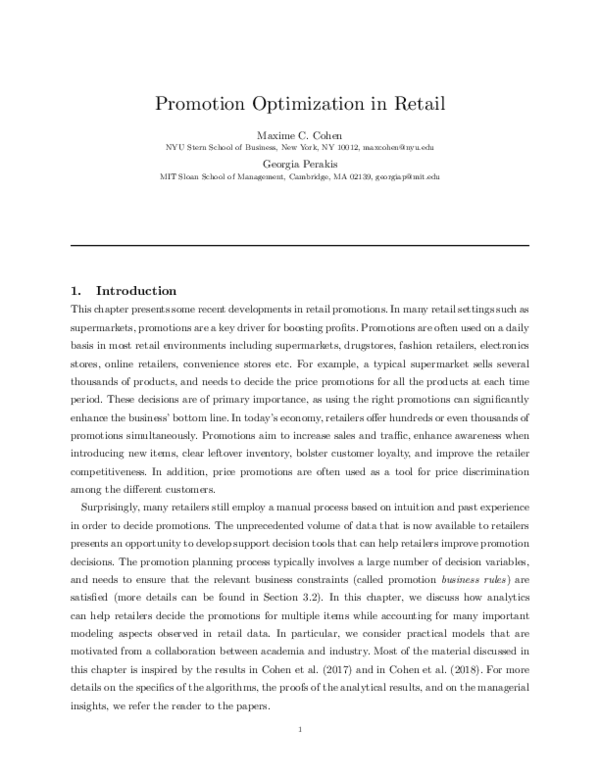 (PDF) Promotion Optimization in Retail