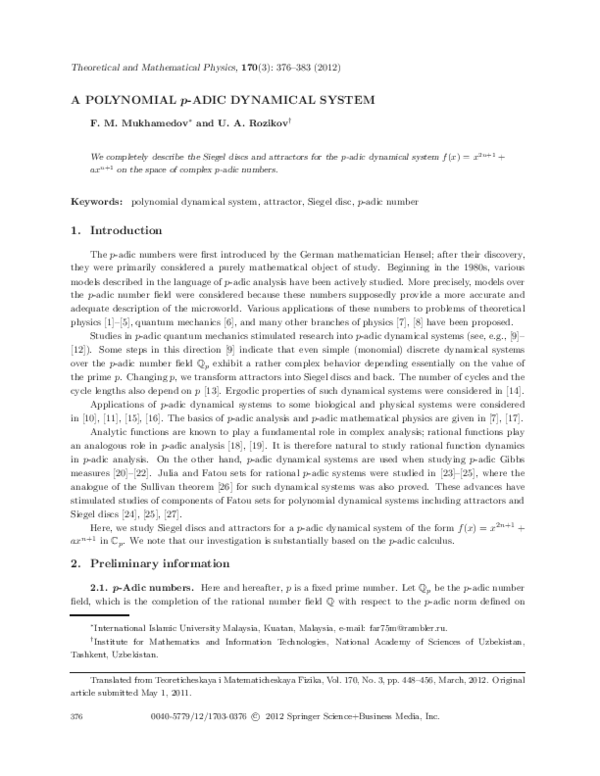 (PDF) A polynomial p-adic dynamical system