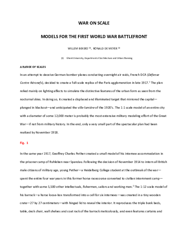 (PDF) War on scale : models for the First World War battlefront