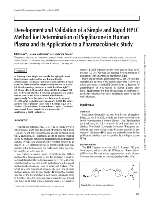 Pdf Development And Validation Of A Simple And Rapid Hplc Method For